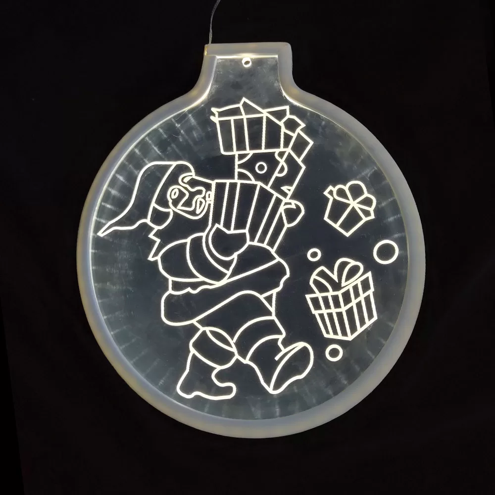 LED Acrylic Light Santa with Present - kriskringlelighting