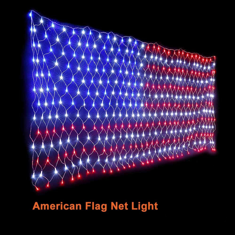 American Flag LED Net Lights - kriskringlelighting