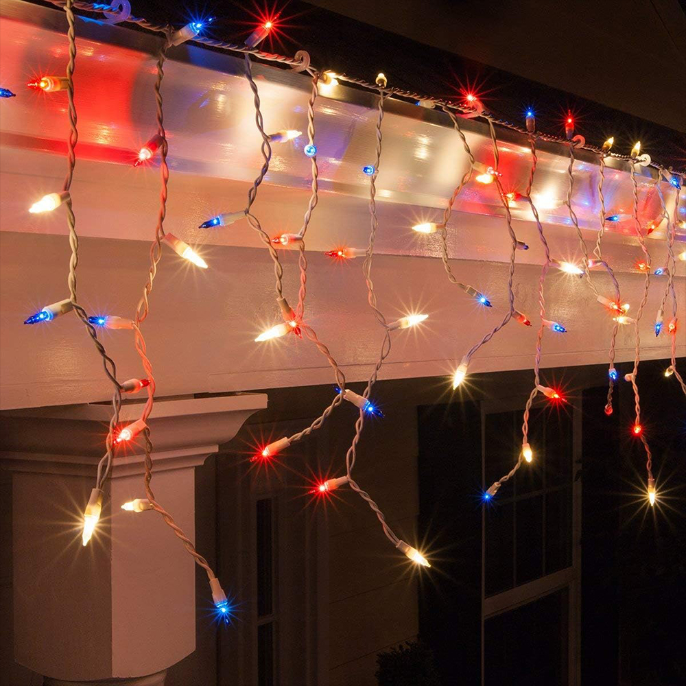LED Icicle Lights for 4th of July Indoor and Outdoor Decor ...